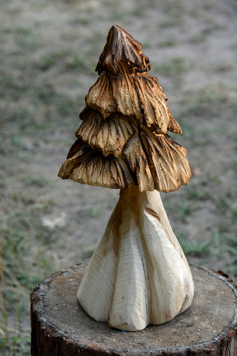 13" Tree Sculpture | Chainsaw Carving from California Cedar Wood| Arti ...