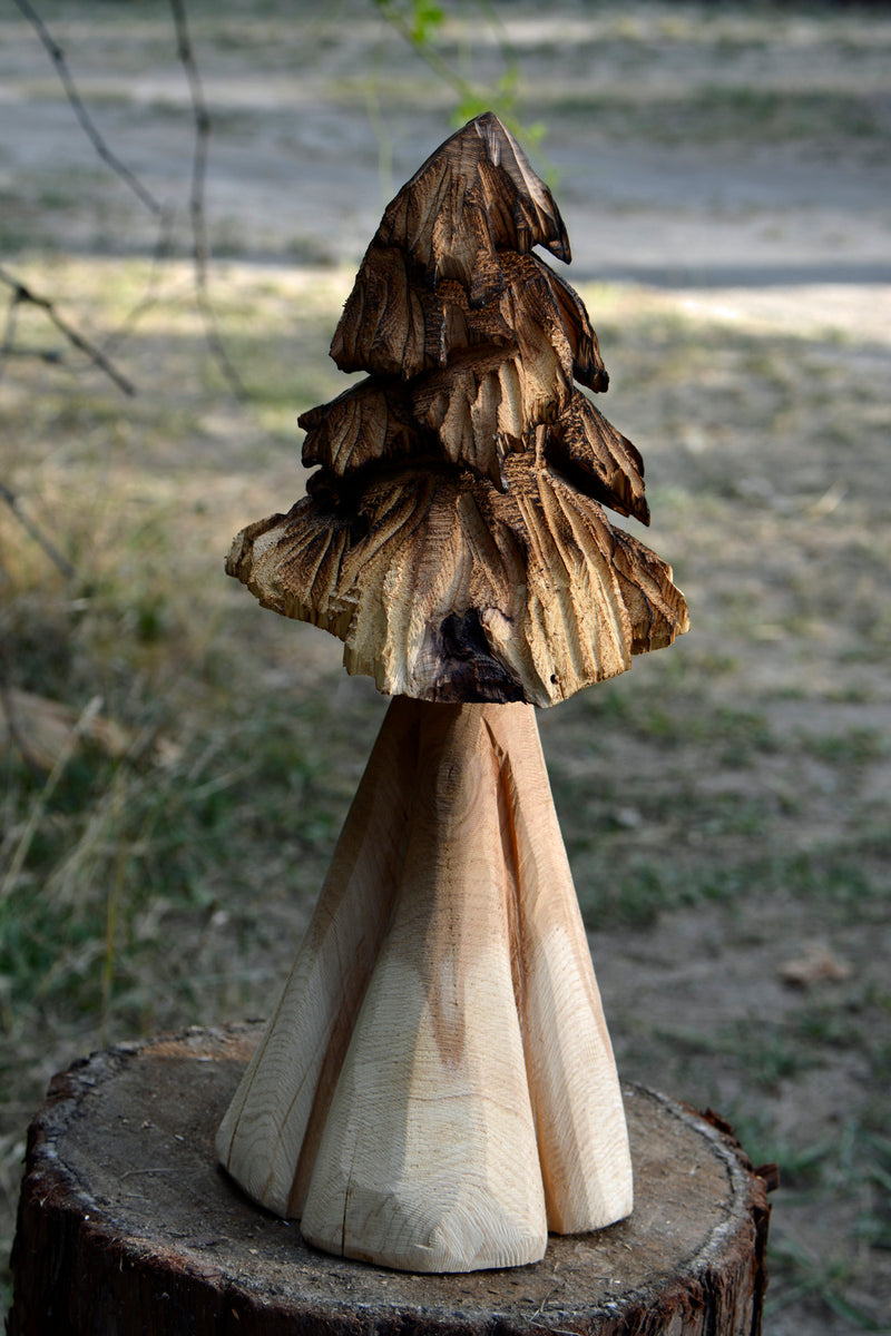 11" Tree Sculpture | Chainsaw Carving from California Cedar Wood| Arti ...