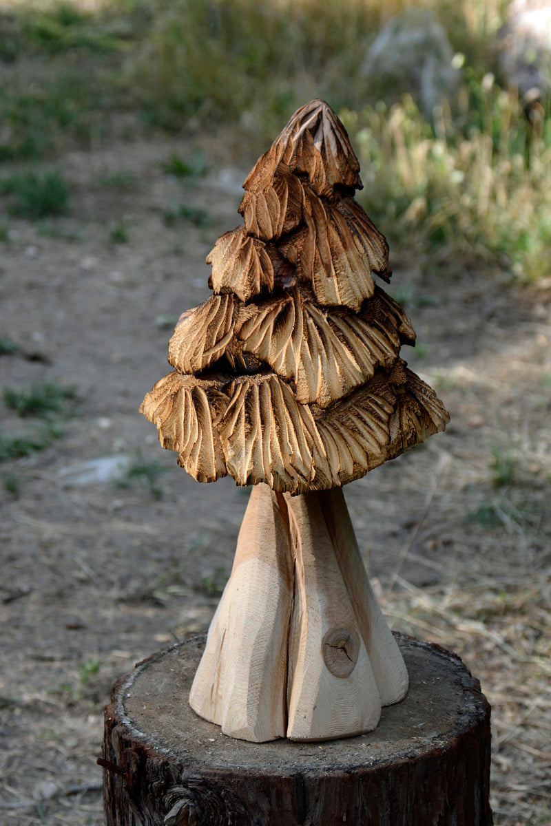 15" Tree Sculpture | Chainsaw Carving from California Cedar Wood| Arti ...