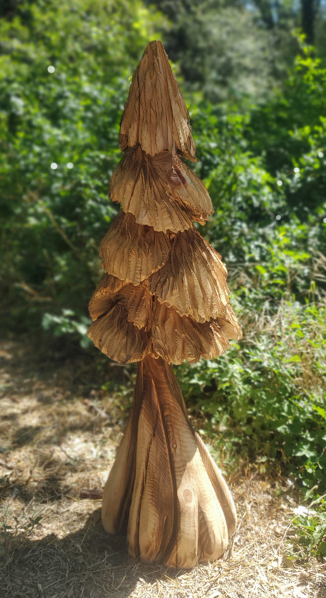 Unique 42-Inch Chainsaw-Carved Cedar Tree Sculpture by Artist Jess Ali ...