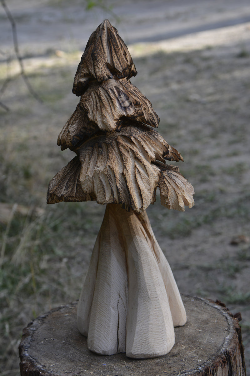 13" Tree Sculpture | Chainsaw Carving from California Cedar Wood| Arti ...