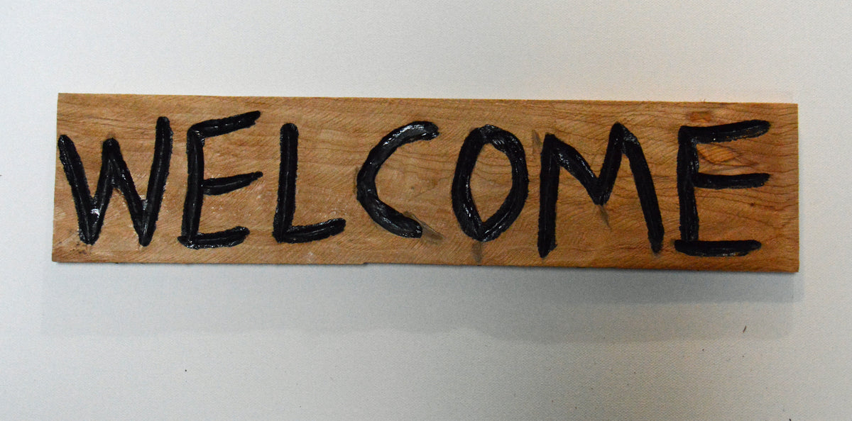 Large "Welcome" Chainsaw Carved Sign | Welcome Sign for Wood Carving A ...
