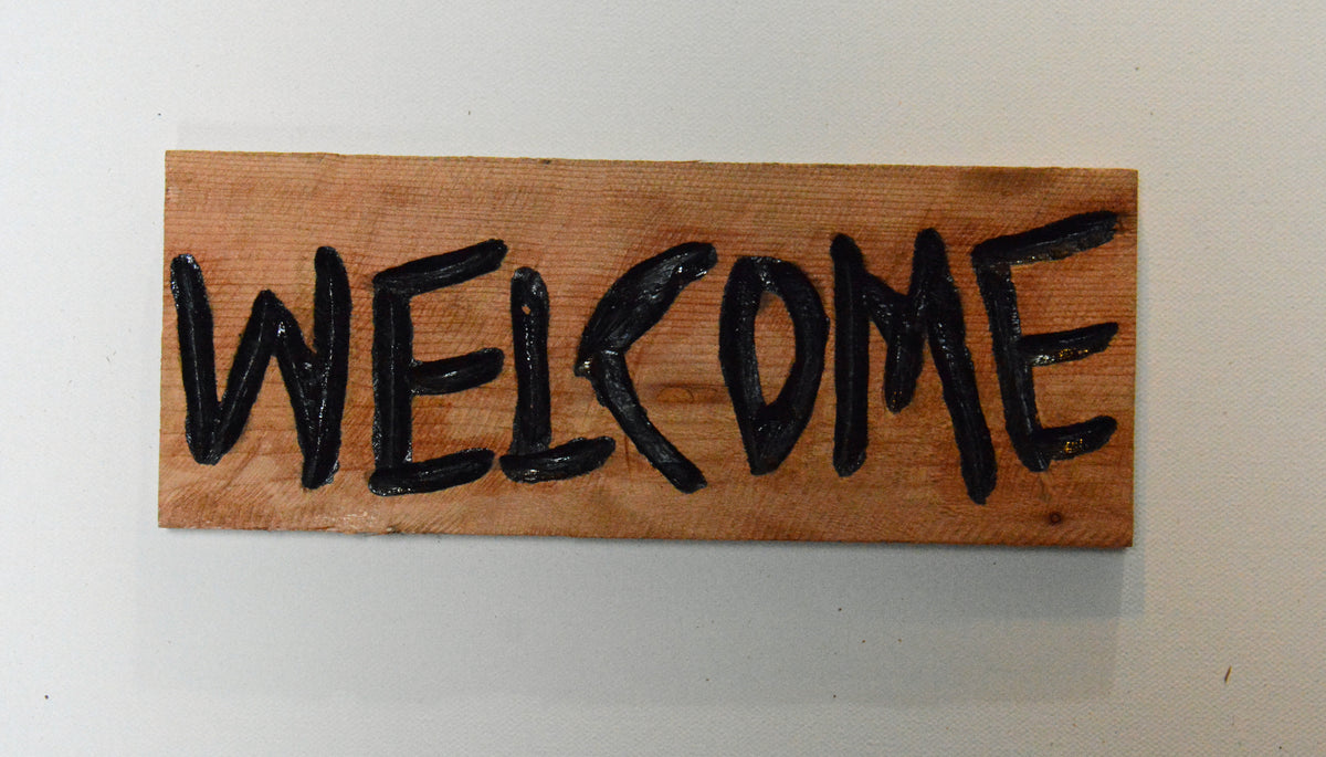 Small "Welcome" Chainsaw Carved Sign | Welcome Sign for Wood Carving A ...